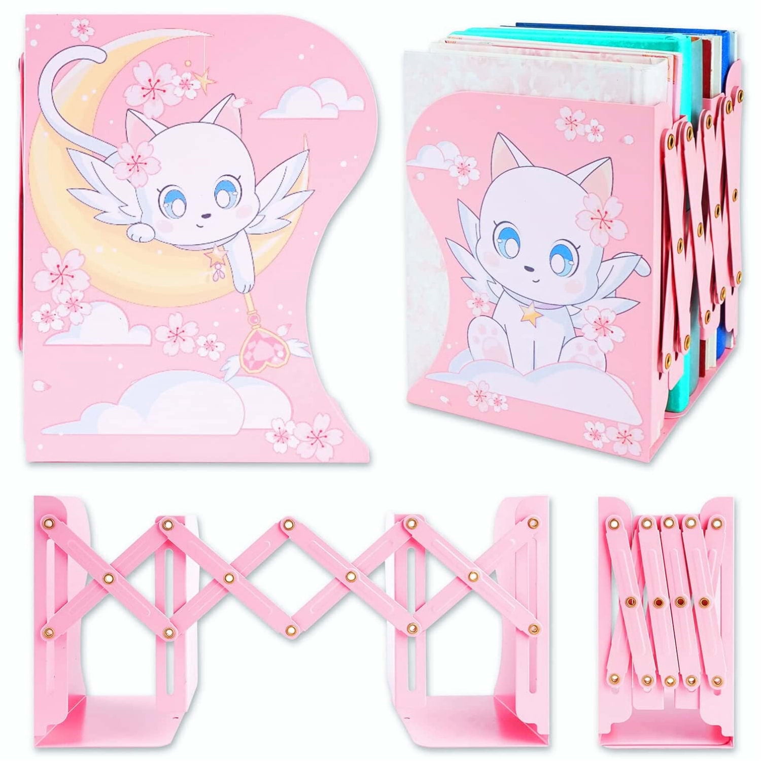 Cat Moon Bookend - Cute Anime Kawaii Book Stop – Beluga Design
