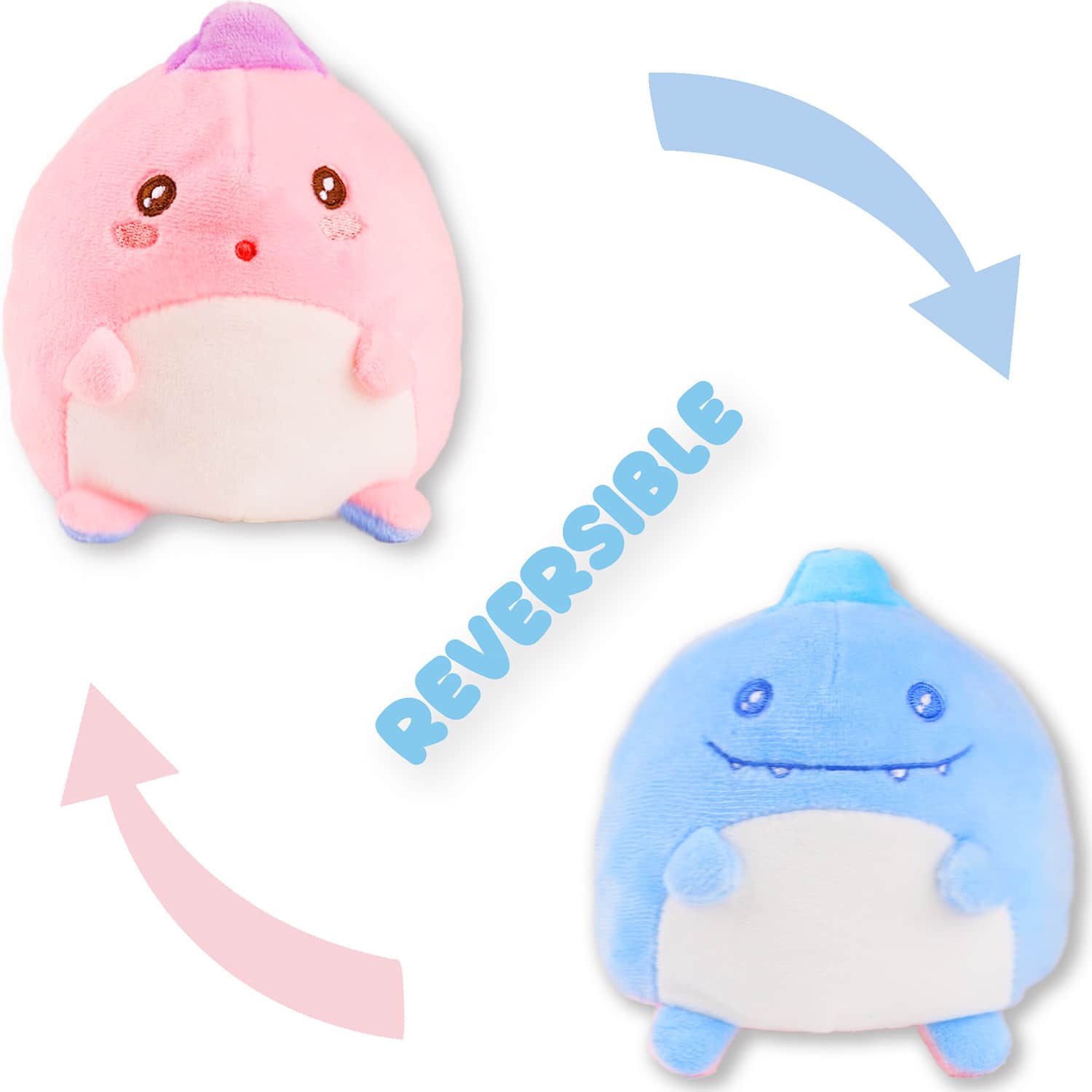 BelugaDesign Dinosaur Plush | Pink Blue Reversible Dino Plushie ...