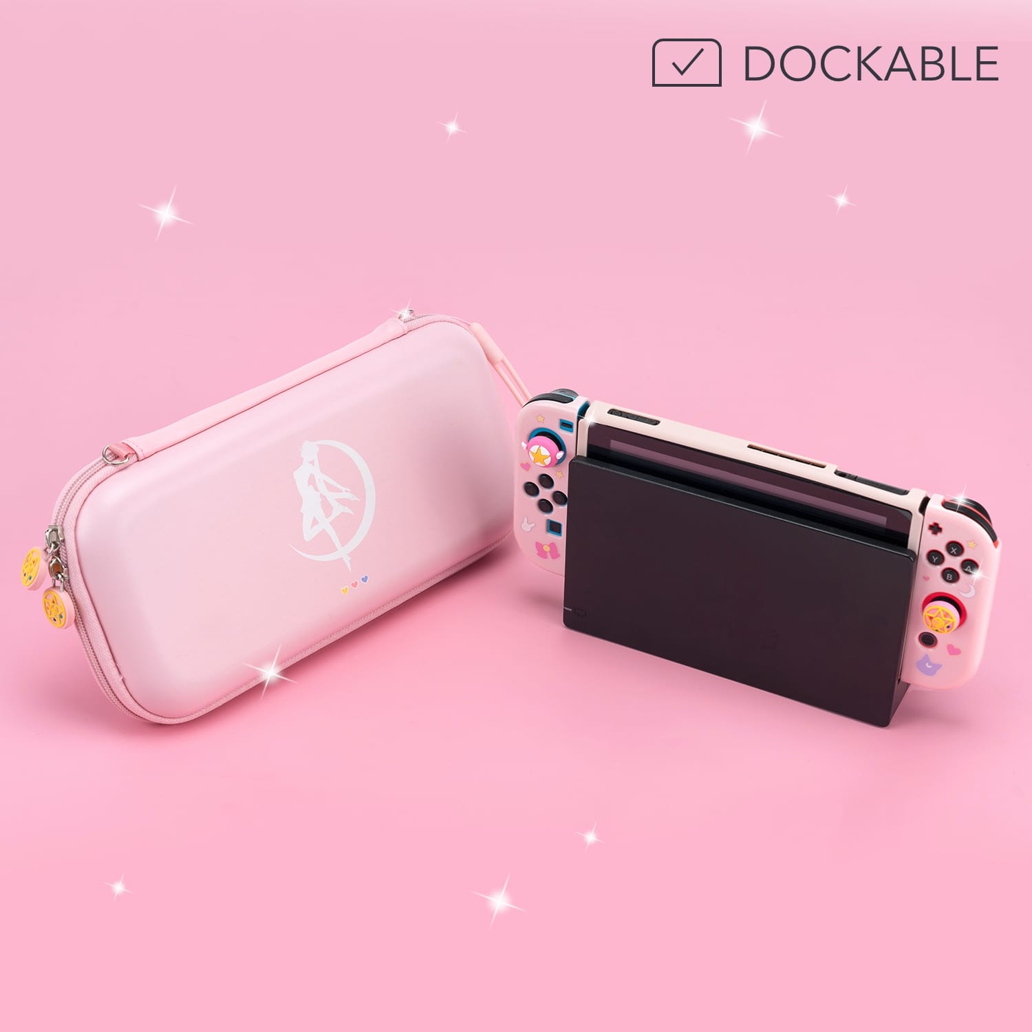 Moon Anime Bundle Nintendo Switch Lite OLED Case Cover Grips Beluga Design