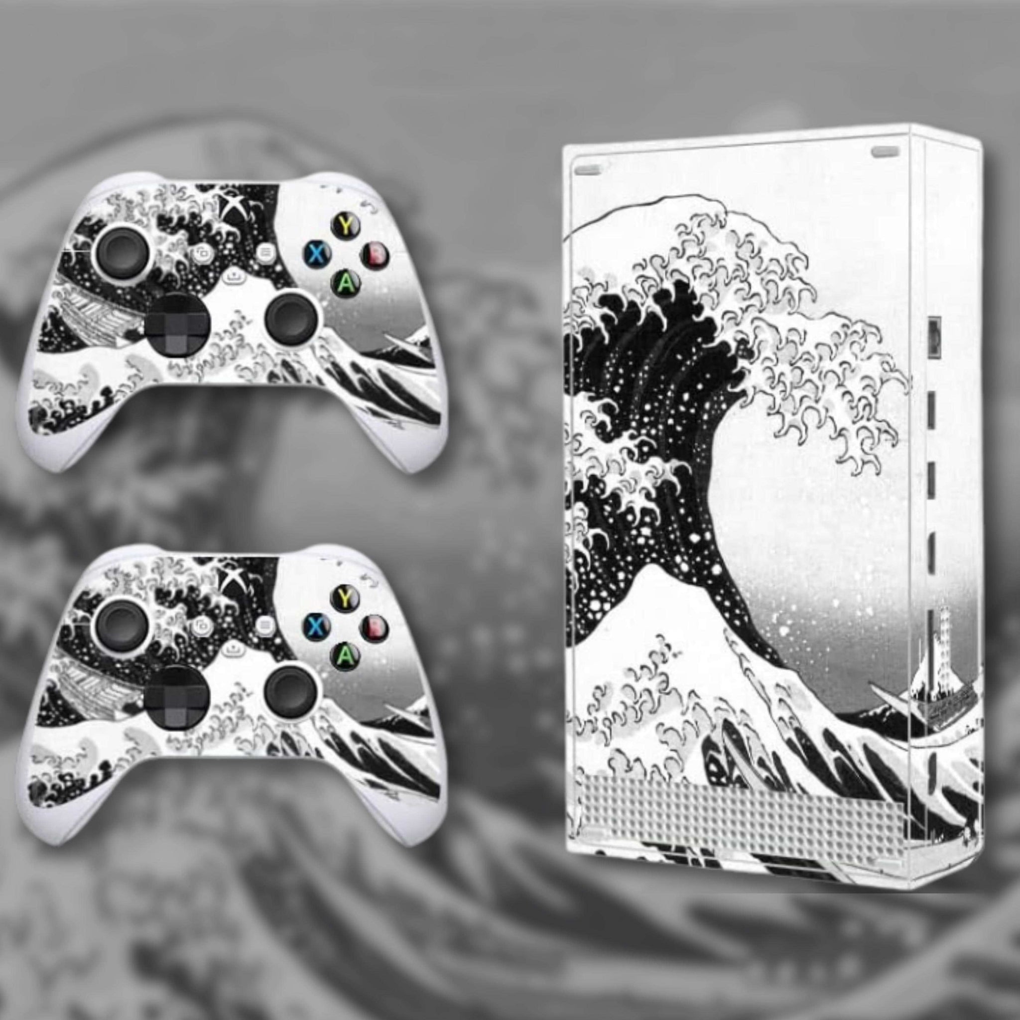 Wave Xbox Skin Japanese Black White Vinyl for Xbox Series S or X